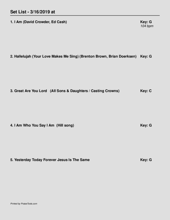 Print - PraiseTools.com